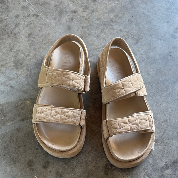 Mango | Shoes | Mango Tan Quilted Strap Sandals | Poshmark